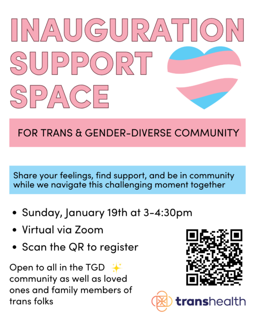 Inauguration Support Space for Trans & Gender-Diverse Community